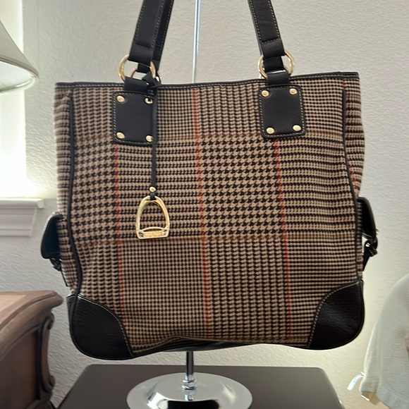 Chaps | Bags | Chaps Houndstooth Large Tote Euc By Ralph Lauren | Poshmark